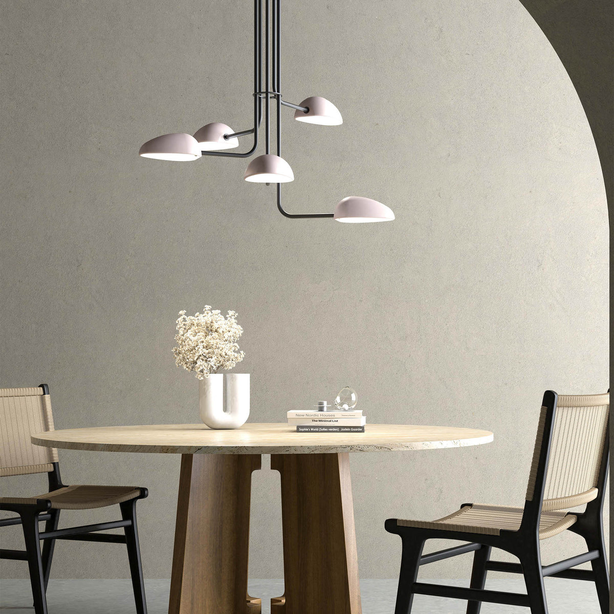 Candeeiro de teto Kezo ceiling matt black and white com cinco difusores em branco - C1324 Aromas ...