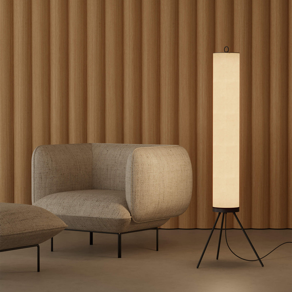 Nooi floor lamp linen - Candeeiro de pé de design minimalista em linho ...